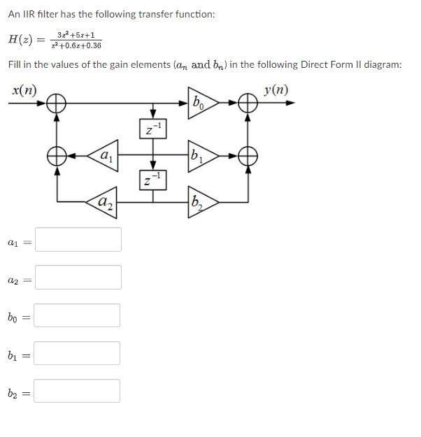 Solved An IIR filter has the following transfer function: | Chegg.com