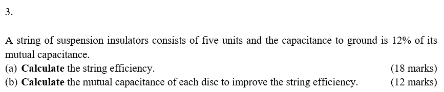 Solved 3. A string of suspension insulators consists of five | Chegg.com
