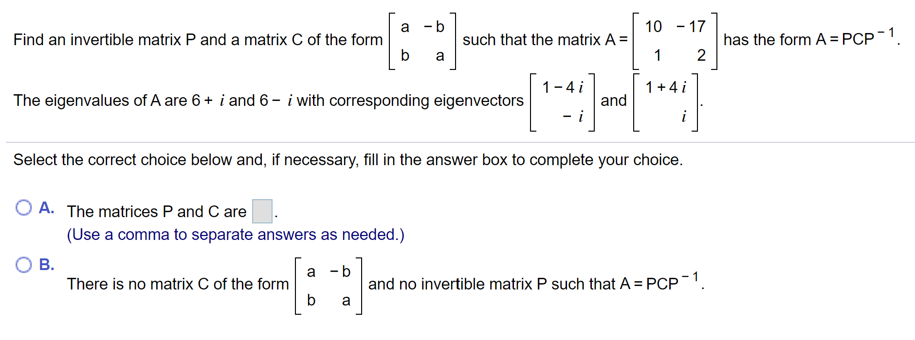 Solved a - b 10 - 17 Find an invertible matrix P and a | Chegg.com