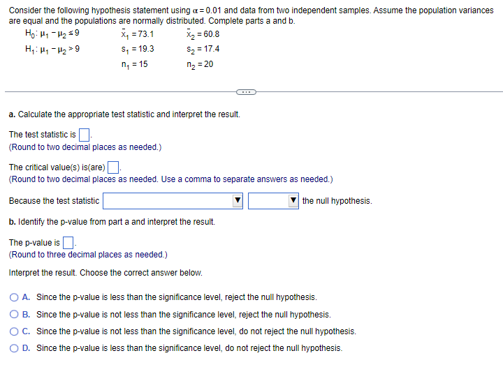 Solved Consider the following hypothesis statement using | Chegg.com