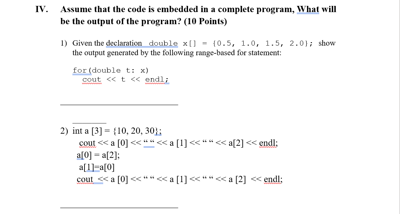 Solved V. Assume that the code is embedded in a complete | Chegg.com
