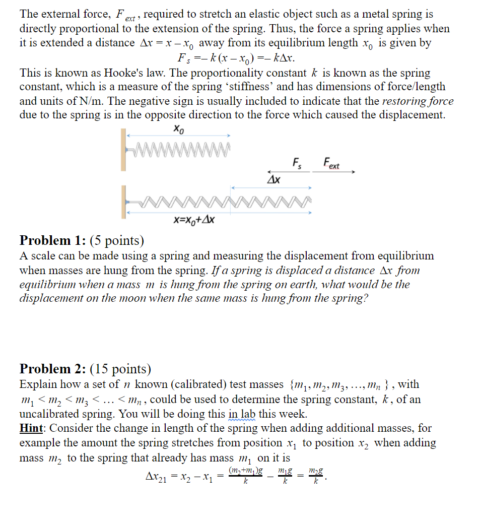 Solved The external force, F ext, required to stretch an | Chegg.com
