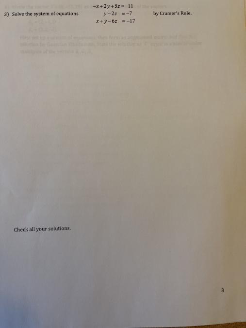 Solved 3) Solve the system of equations | Chegg.com