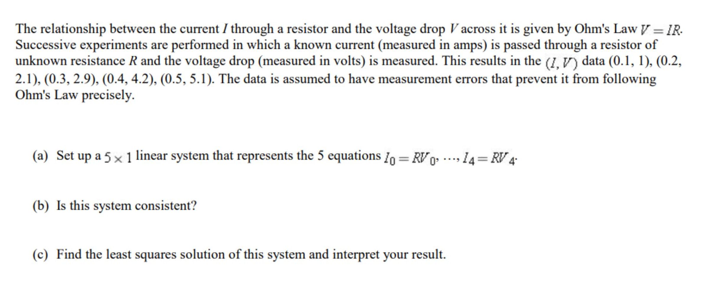 Solved The relationship between the current I through a | Chegg.com