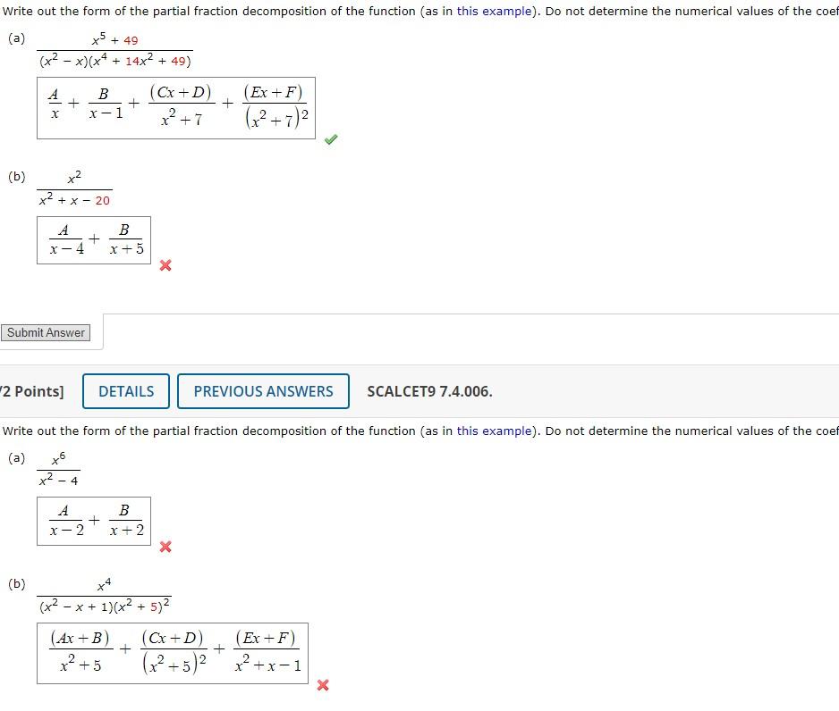 Solved Write out the form of the partial fraction | Chegg.com