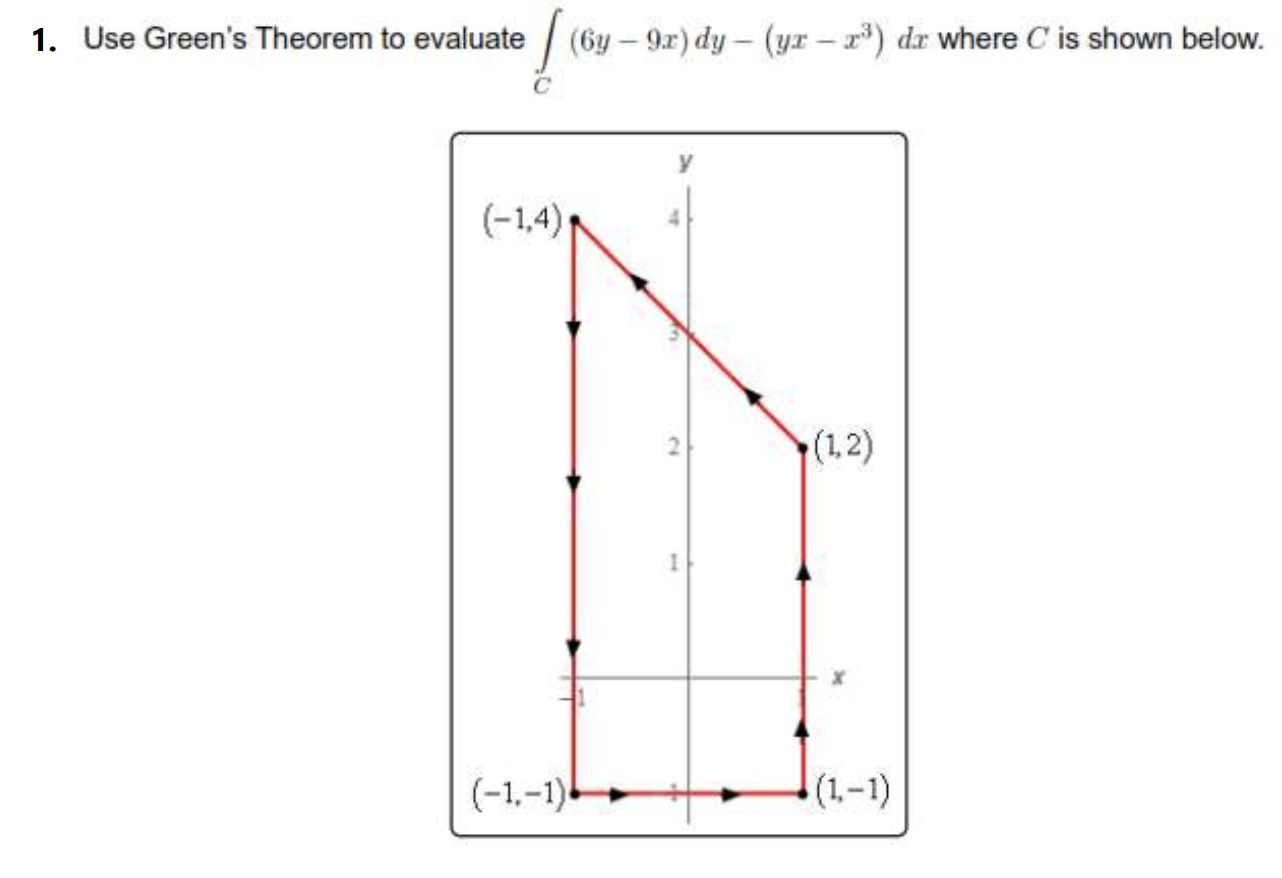 Solved 1. Use Green's Theorem to evaluate | Chegg.com