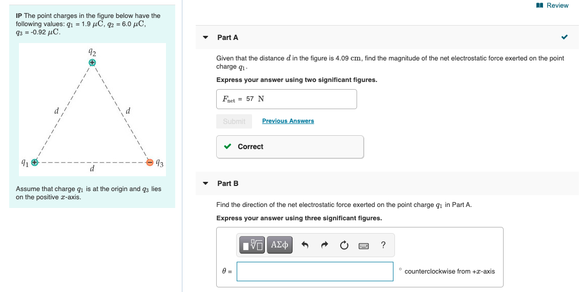 Solved Find the direction of the net electrostatic force | Chegg.com