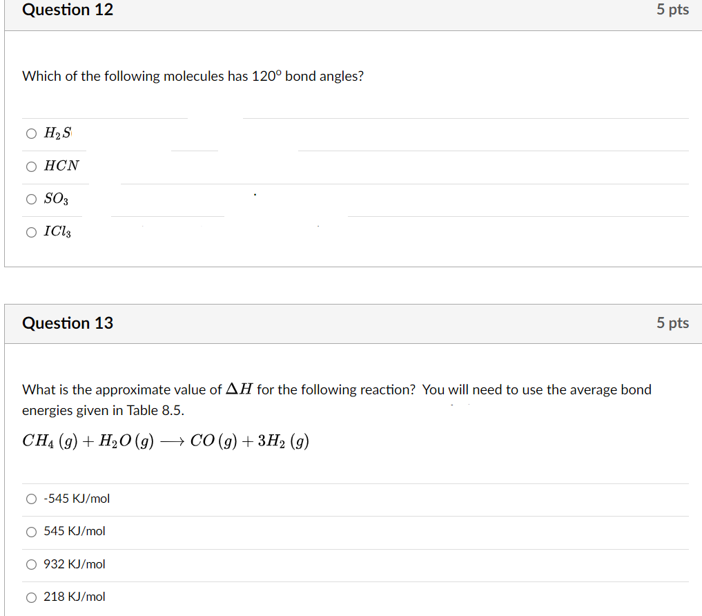Solved Question 12 5 pts Which of the following molecules | Chegg.com