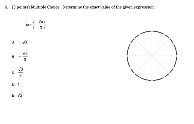 Solved 6. (3 points) Multiple Choice: Determine the exact | Chegg.com