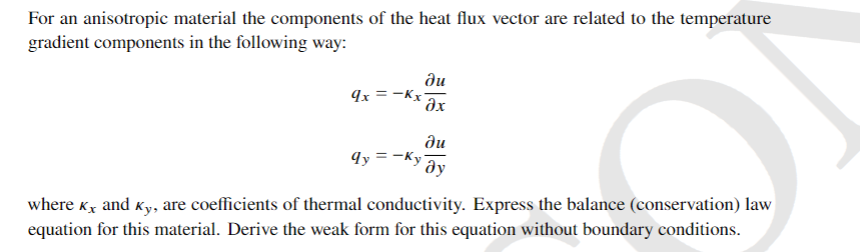 Solved For an anisotropic material the components of the | Chegg.com