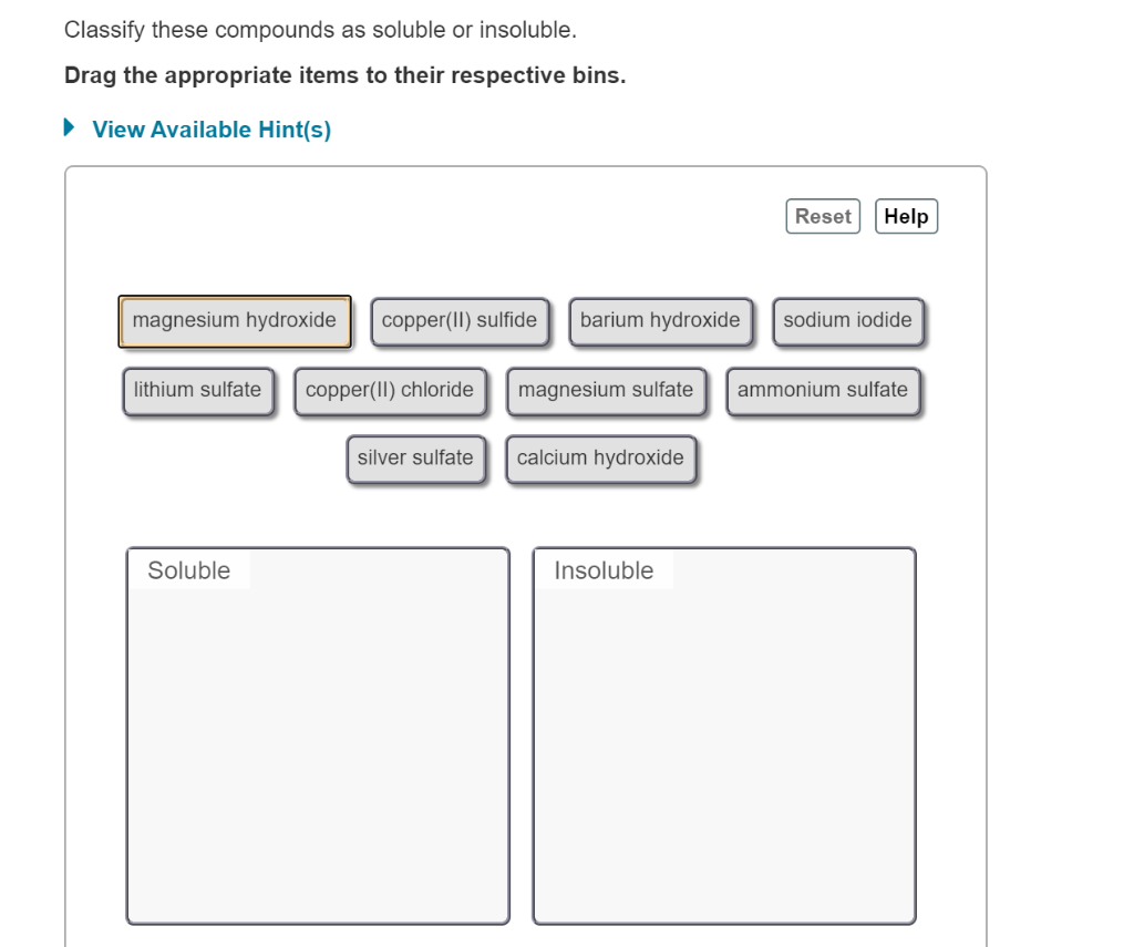 Solved Solubility Rules For Ionic Compounds In Water Are