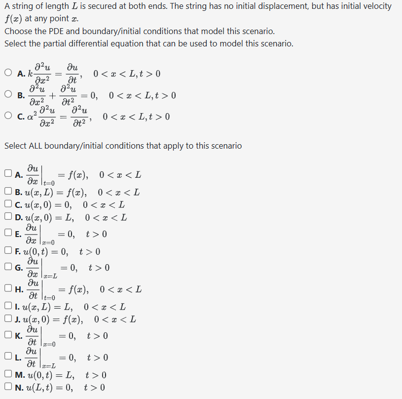 Solved A string of length L ﻿is secured at both ends. The | Chegg.com