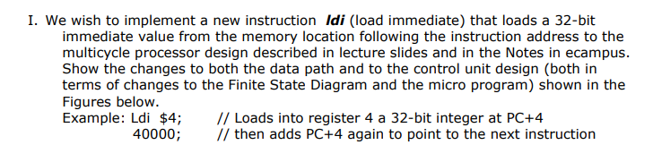 . We wish to implement a new instruction ldi (load | Chegg.com