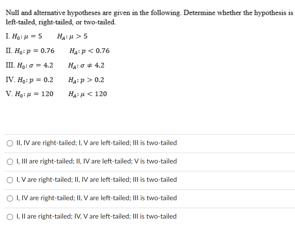 Solved Null and alternative hypotheses are given in the | Chegg.com