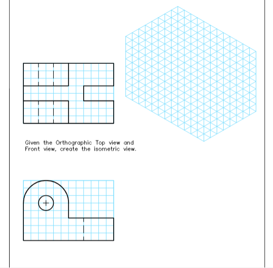 Solved Given the Orthographic Top view Front view, create | Chegg.com