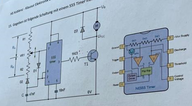Solved Given is a NE555 ﻿oscillator timer.VR1 ﻿is a | Chegg.com
