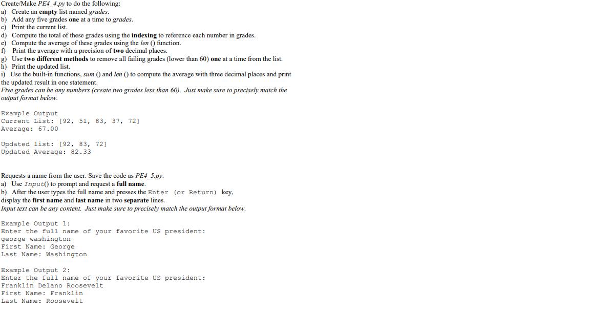 Solved Create/Make PE4_4.py to do the following: a) Create | Chegg.com
