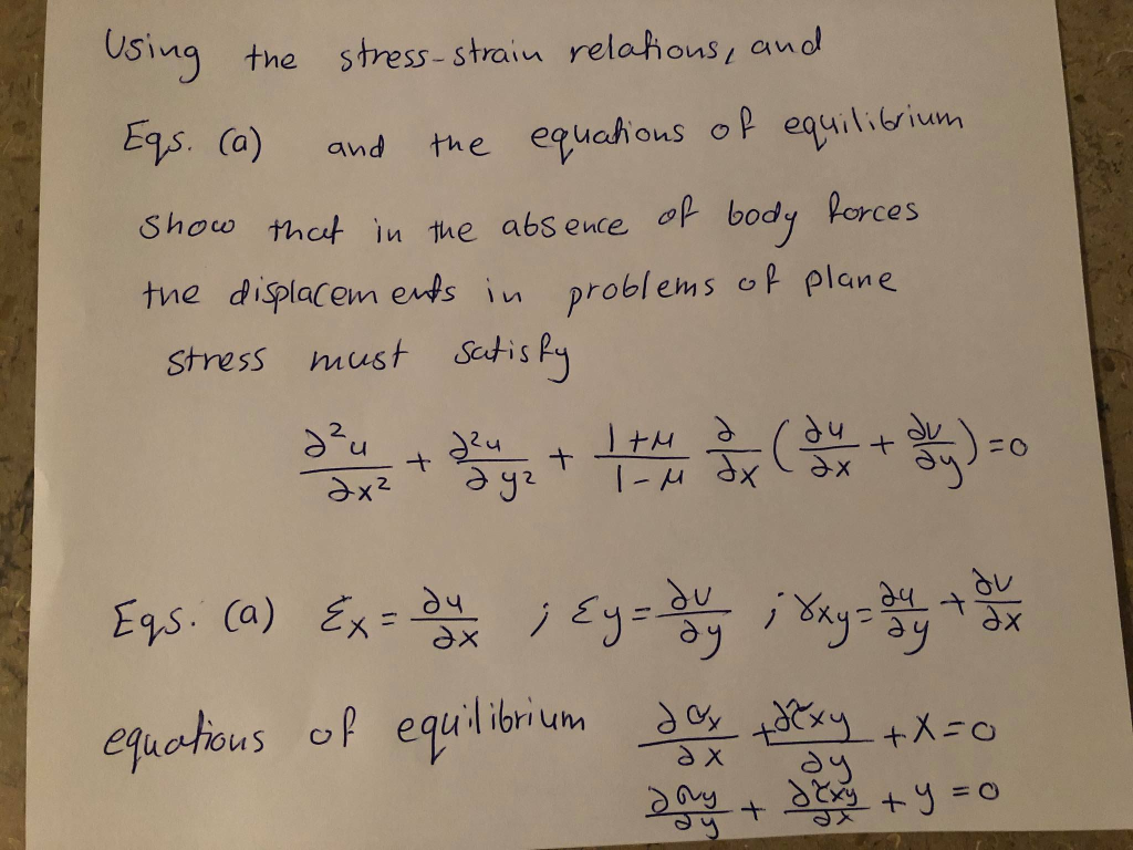 Solved and Using the stress-strain relations, and Eqs. (a) | Chegg.com