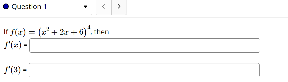 Solved If f(x)=(x2+2x+6)4, f′(x) f′(3 | Chegg.com