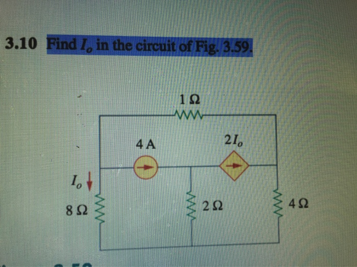 Solved Find I_0 in the circuit of Fig. 3.59. | Chegg.com