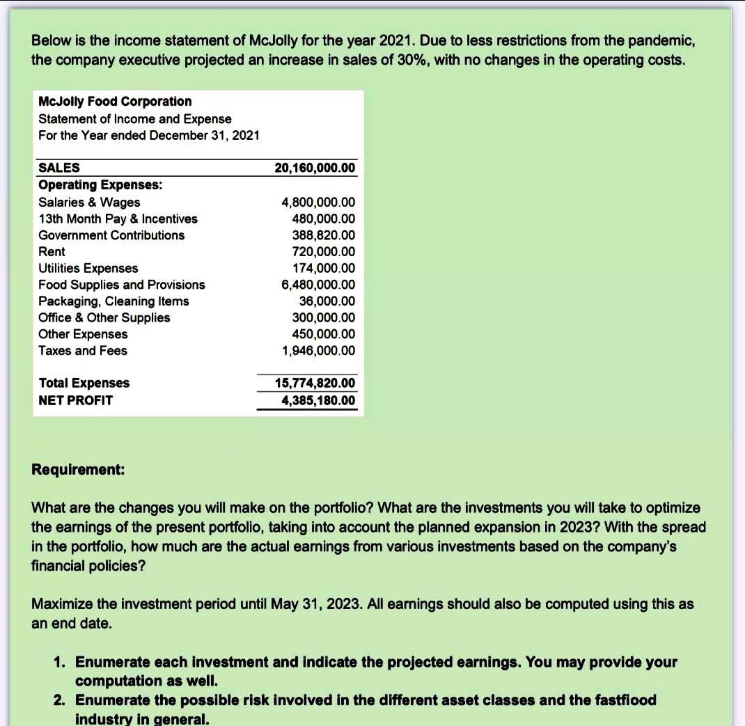 Solved CFMP PORTFOLIO MANAGEMENT Activity McJolly is a | Chegg.com