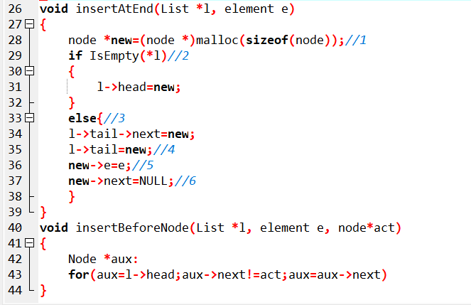 Solved Complete the following code from a list in C and | Chegg.com