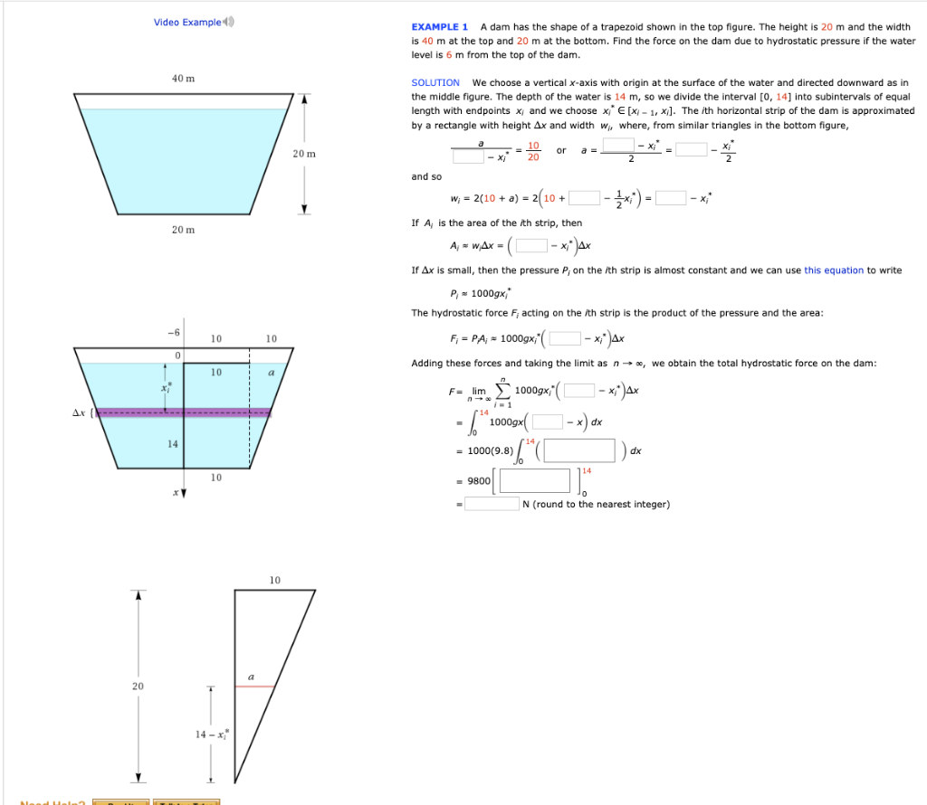 Solved Video Example EXAMPLE 1 A dam has the shape of a | Chegg.com