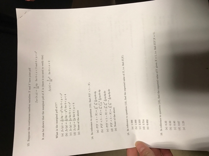 Solved Suppose the continuous random variables X and Y have | Chegg.com