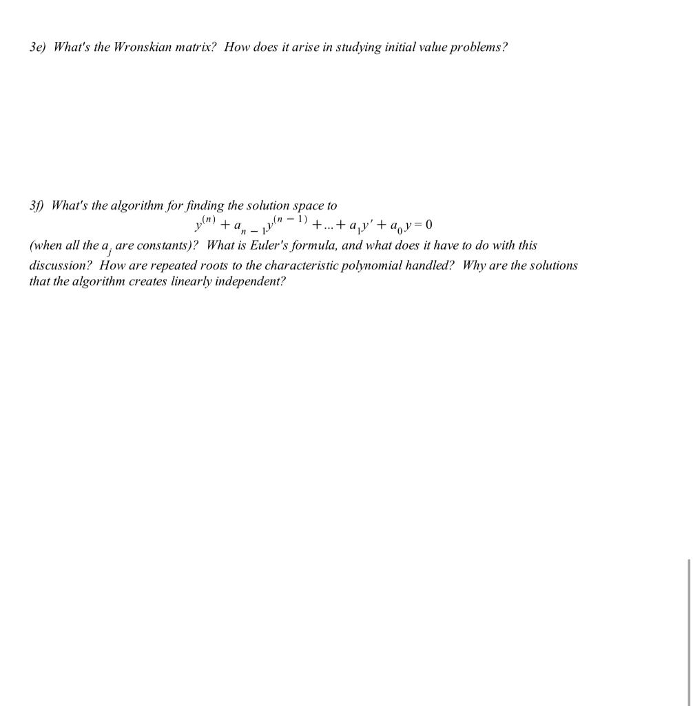 Solved 3a) For functions y(x), why is L(y) = y(") + an +...+ | Chegg.com