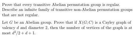 Solved Prove that every transitive Abelian permutation group | Chegg.com