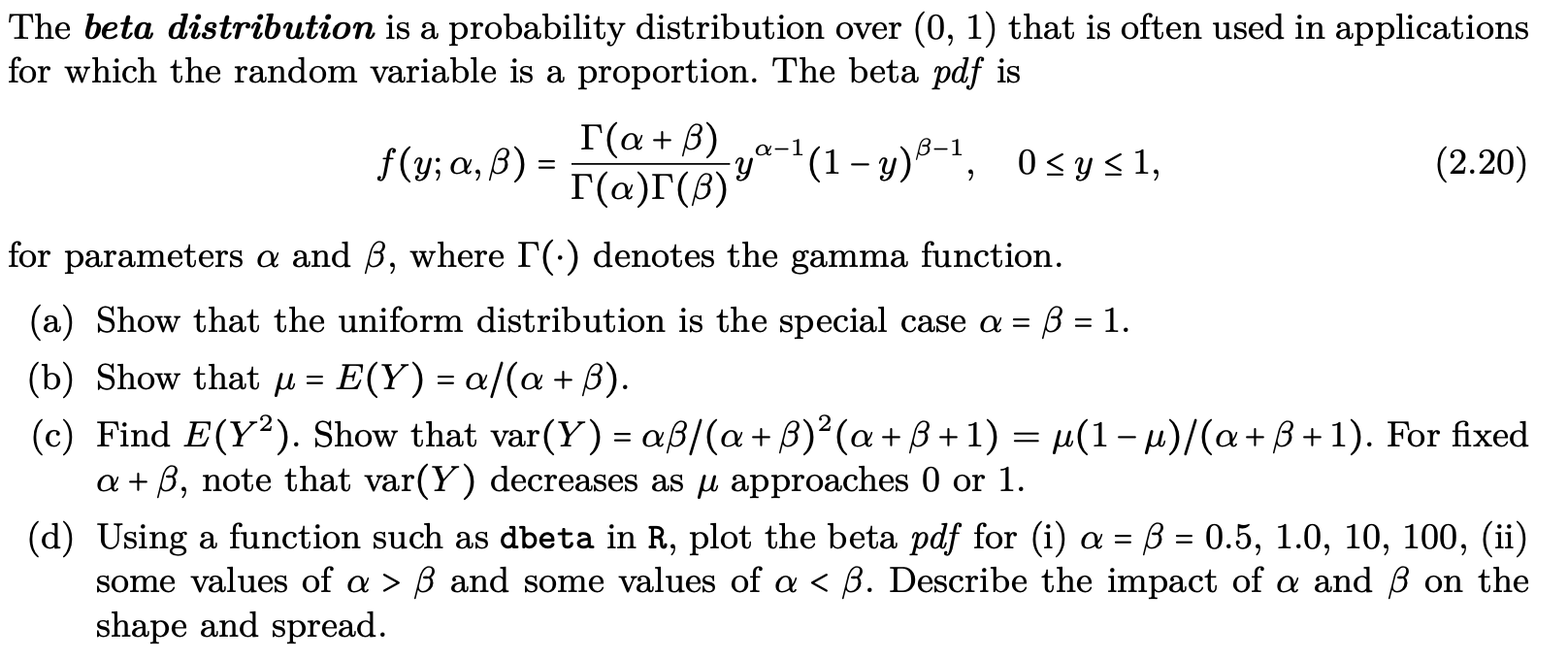 The beta distribution is a probability distribution | Chegg.com