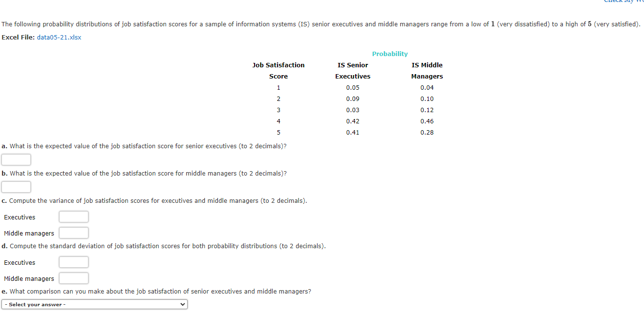 Solved Excel File: data05-21.xlsx a. What is the expected | Chegg.com