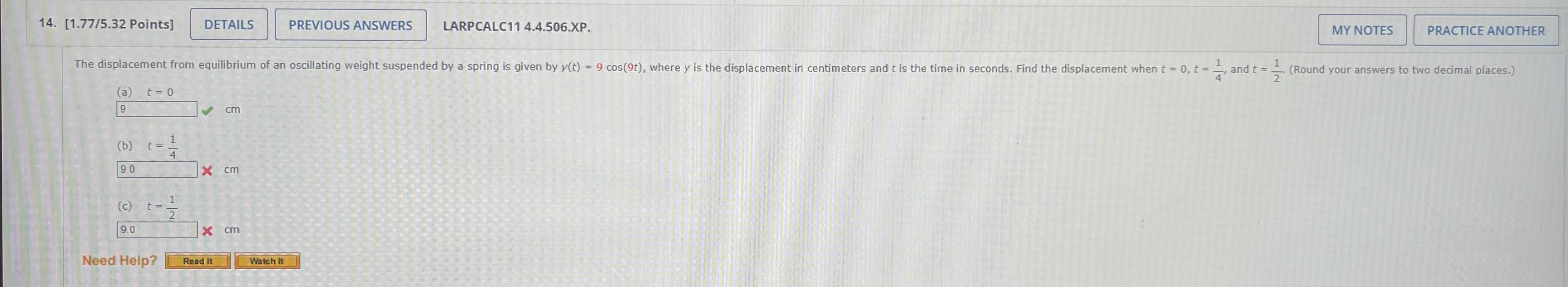 Solved 14. [1.77/5.32 Points] DETAILS PREVIOUS ANSWERS | Chegg.com