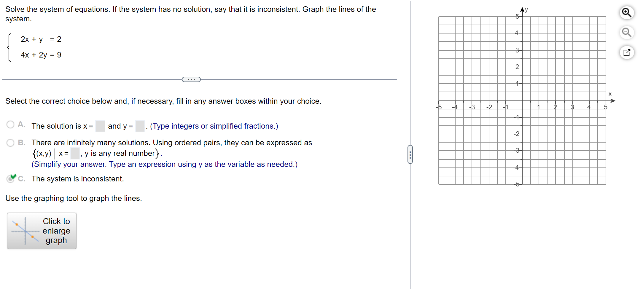 Solved Solve the system of equations. If the system has no | Chegg.com