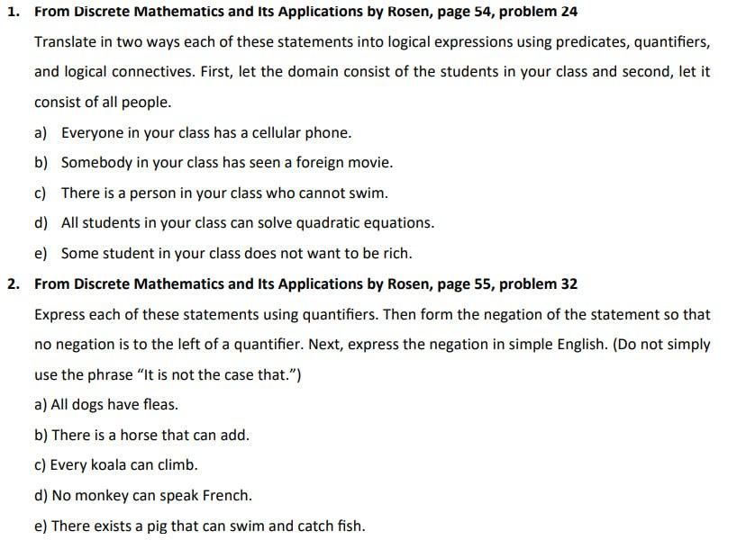 1. From Discrete Mathematics and Its Applications by | Chegg.com