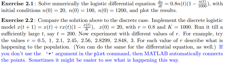 Solved nt) , T = Exercise 2.1: Solve numerically the | Chegg.com