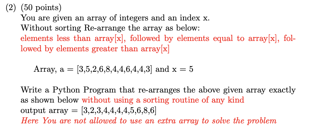 Solved (1) (50 points) You are given an array of integers | Chegg.com Solved (1) (50 points) You are given an array of integers | Chegg.com