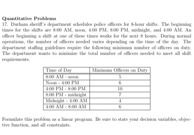 Solved Quantitative Problems 17. Durham sheriff's department | Chegg.com
