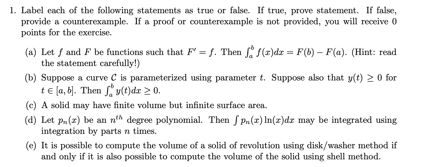 Solved 1. Label each of the following statements as true or | Chegg.com