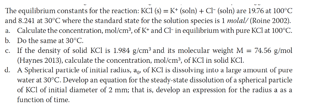 Solved Please do part d. Use the equation below with is the | Chegg.com