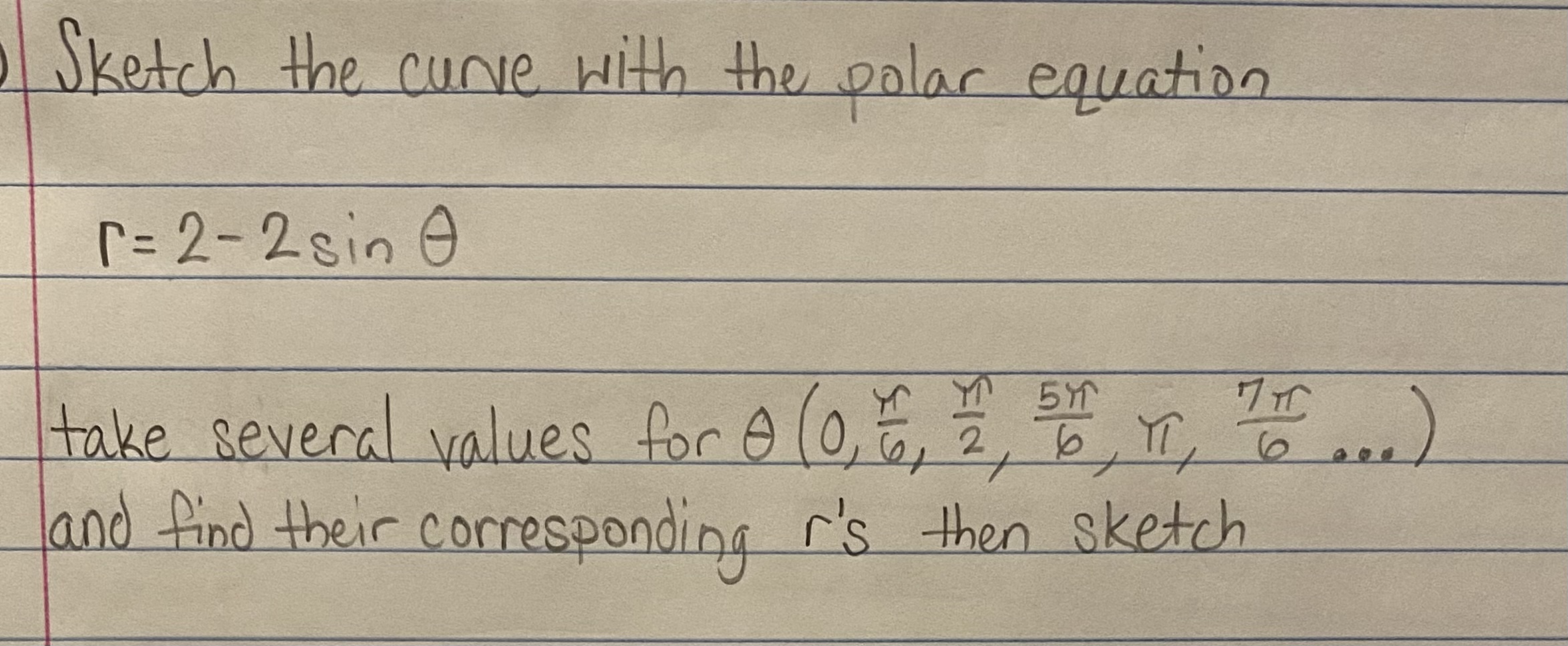 Solved Sketch the curve with the polar equation \\[ r=2-2 | Chegg.com