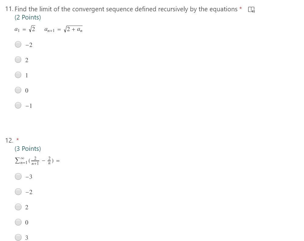 Solved 11. Find the limit of the convergent sequence defined | Chegg.com