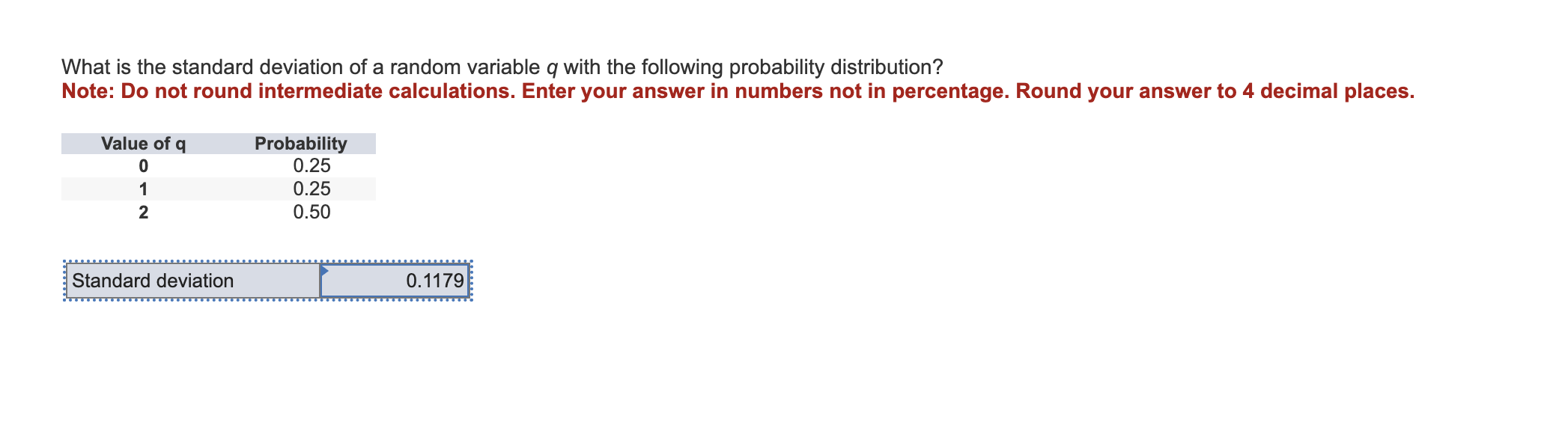Solved What Is The Standard Deviation Of A Random Variable Q 