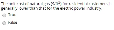 Solved The unit cost of natural gas (S/ft3) for residential | Chegg.com