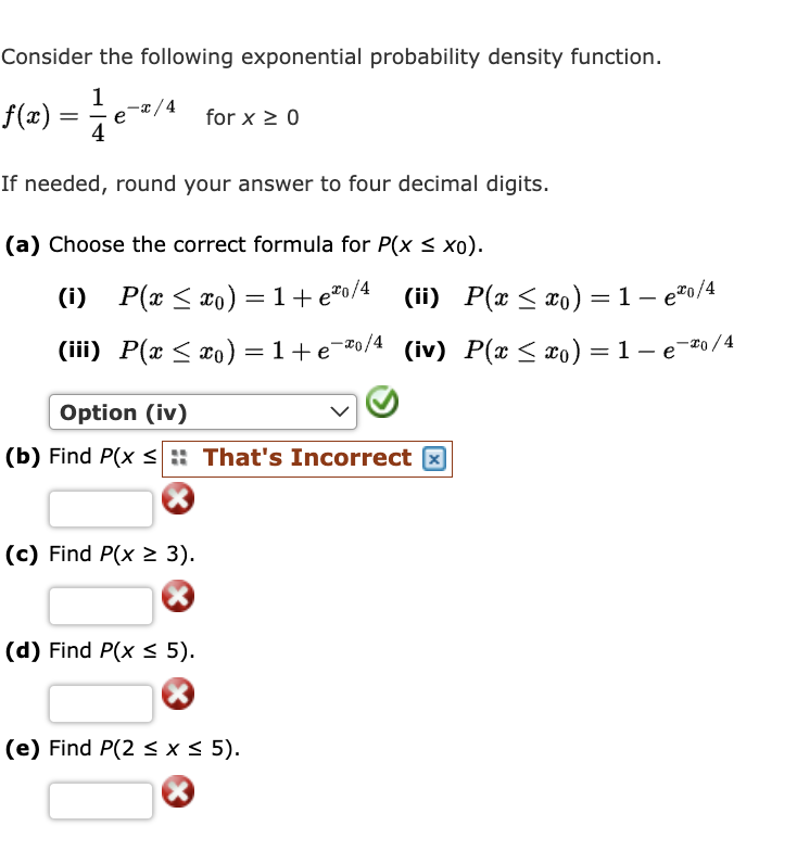 Solved Consider the following exponential probability | Chegg.com