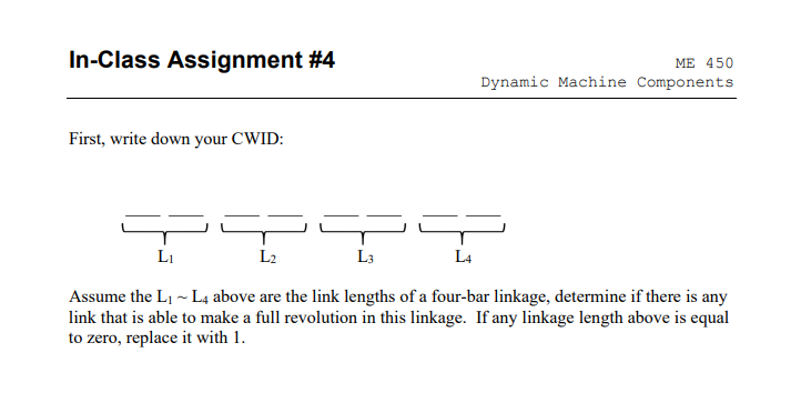 Solved First, write down your CWID: Assume the L1∼L4 above | Chegg.com