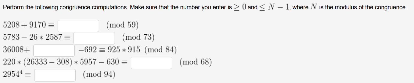 Solved Perform the following congruence computations. Make | Chegg.com
