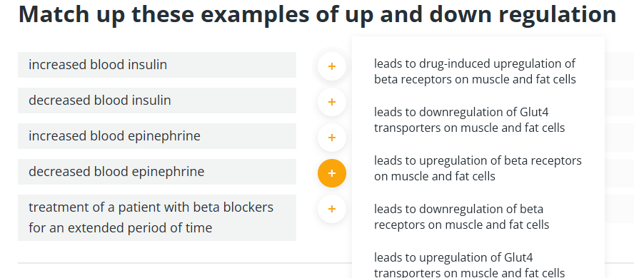 Solved Match up these examples of up and down regulation | Chegg.com