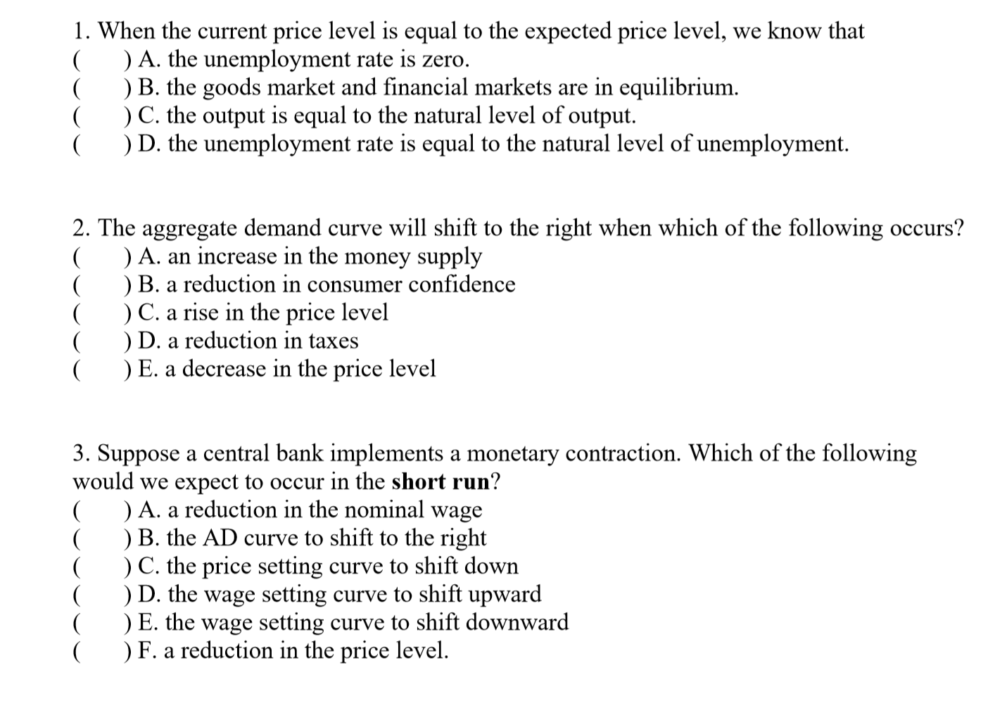 Solved 1 When The Current Price Level Is Equal To The Chegg Solved 1 When The Current Price Level Is Equal To The Chegg