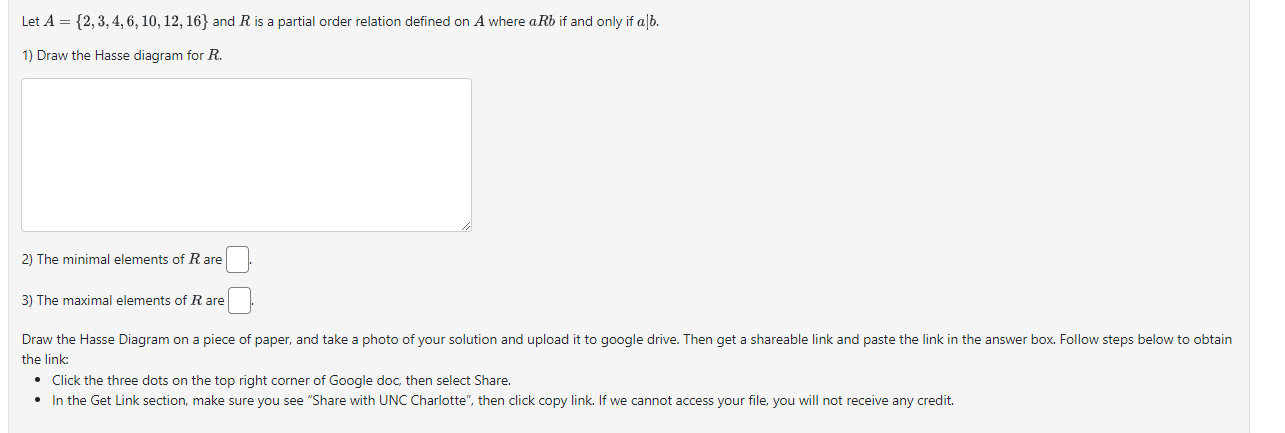 Solved Let A={2,3,4,6,10,12,16} and R is a partial order | Chegg.com